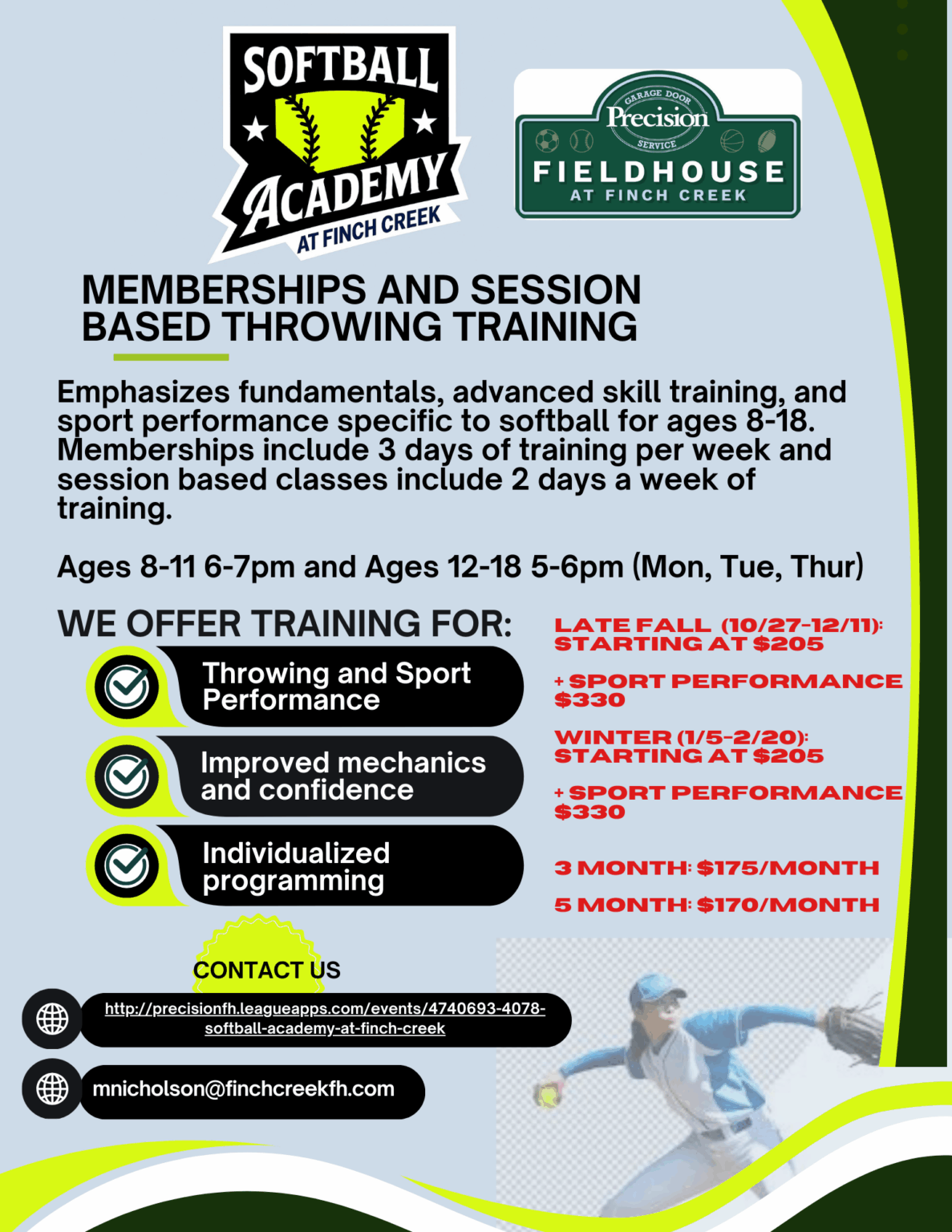 Softball Training - Precision Fieldhouse at finch creek
